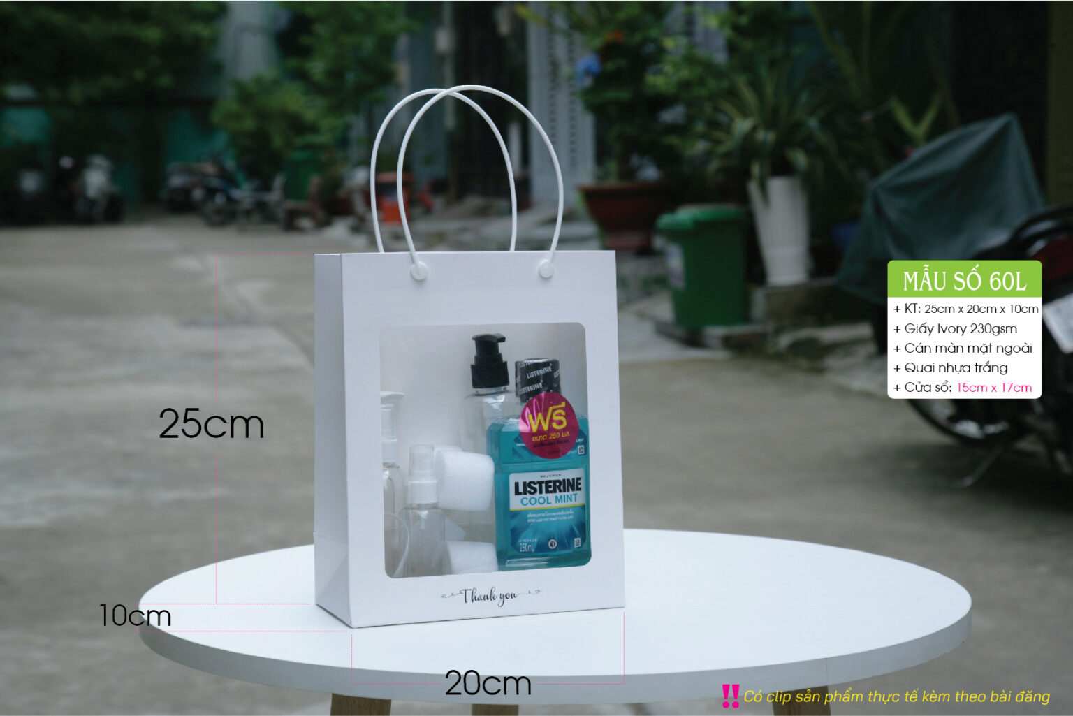 Túi mica trắng - Gồm 3 kích thước S M L - Paper bag with clear window